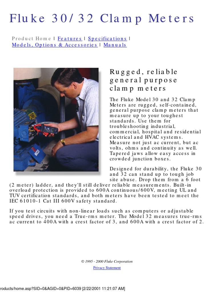 Fluke 30 Specification | PDF | Alternating Current | Volt