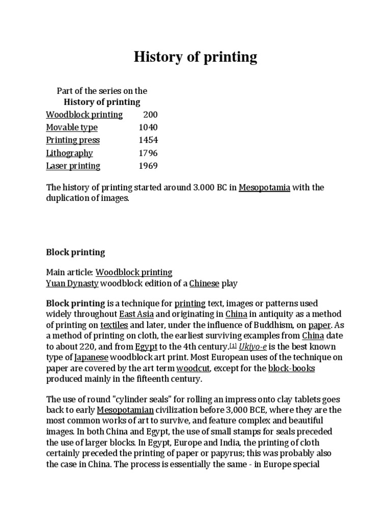 History of Printing | PDF | Lithography | Printing