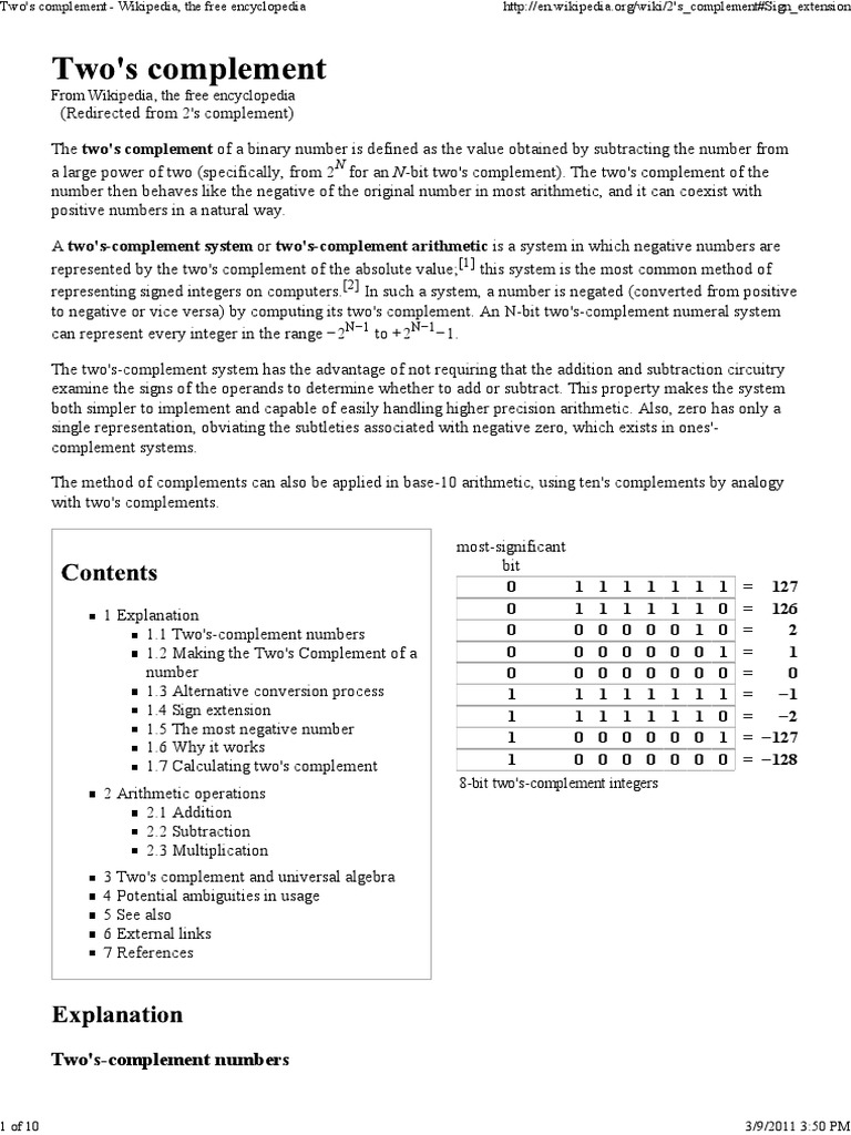 Two's Complement | PDF | Number Theory | Arithmetic