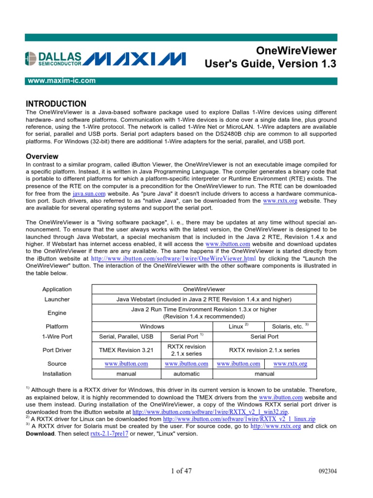 OneWireViewer User Guide v1.3 | PDF | Installation (Computer Programs ...