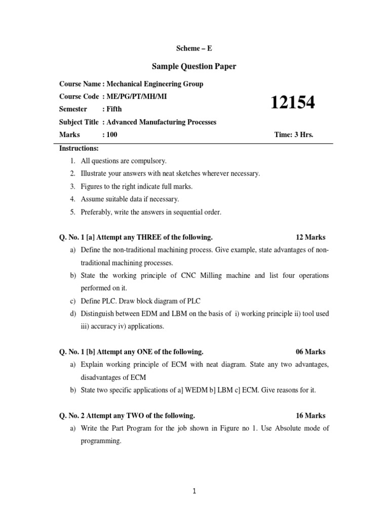 Advanced Manufacturing Processes Exam | PDF | Subroutine | Machining