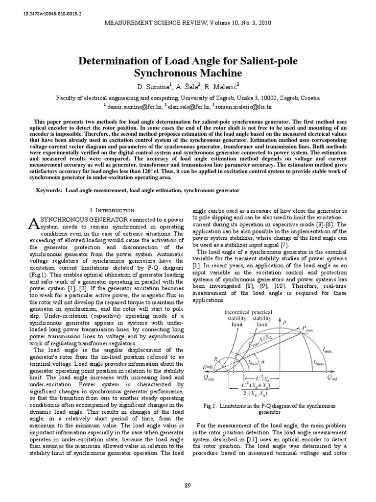 Load Angle Measurement in Synchronous Generators | PDF | Science ...