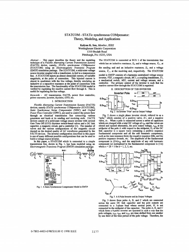 Statcom Static Synchronous Compensator: Theory, Modeling, Applications | PDF | Power Inverter ...