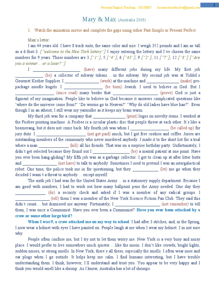 Mary Max Script 18 33 | PDF