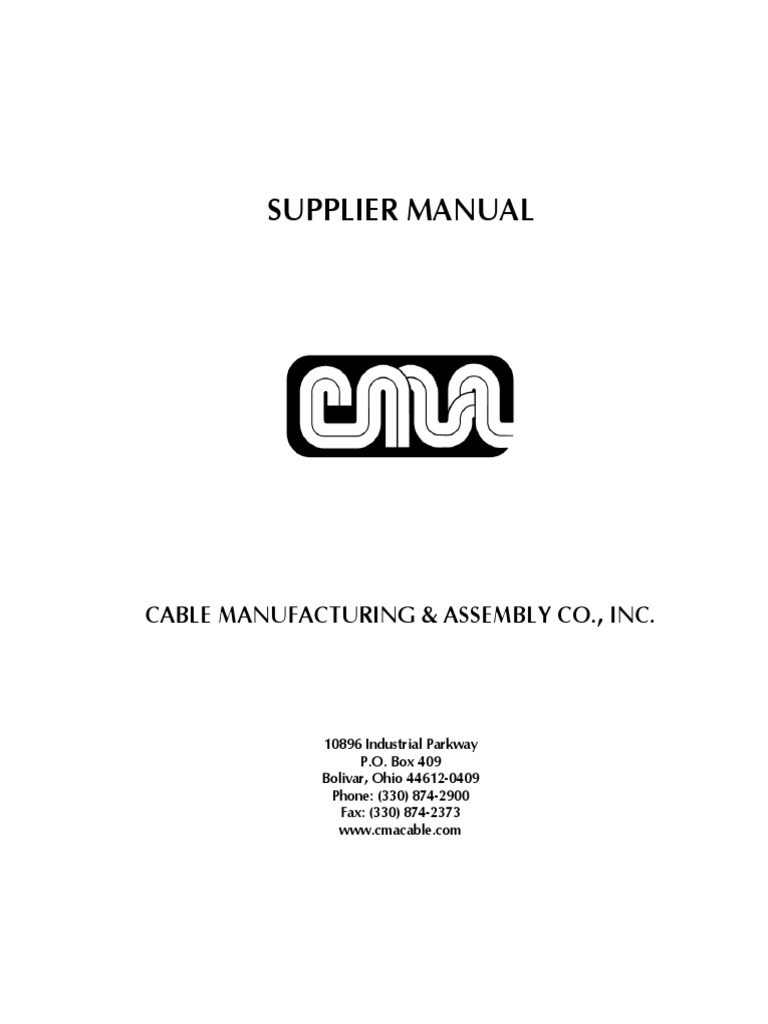 Cma Cable Supplier Quality Manual | PDF | Iso 9000 | Quality Management ...