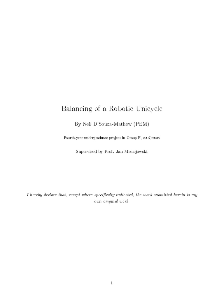 Unicycle Robot | PDF | Control Theory | Systems Theory