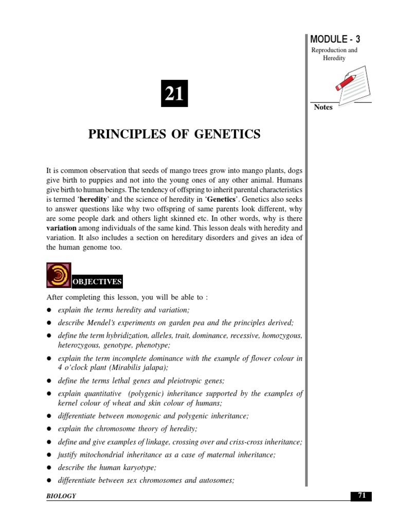 Principles of Genetics: Module - 3 | PDF