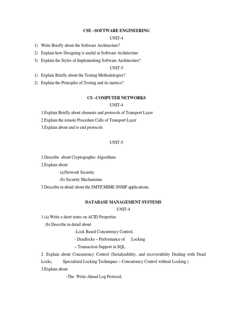 Cse - Software Engineering | PDF | Input/Output | Database Index
