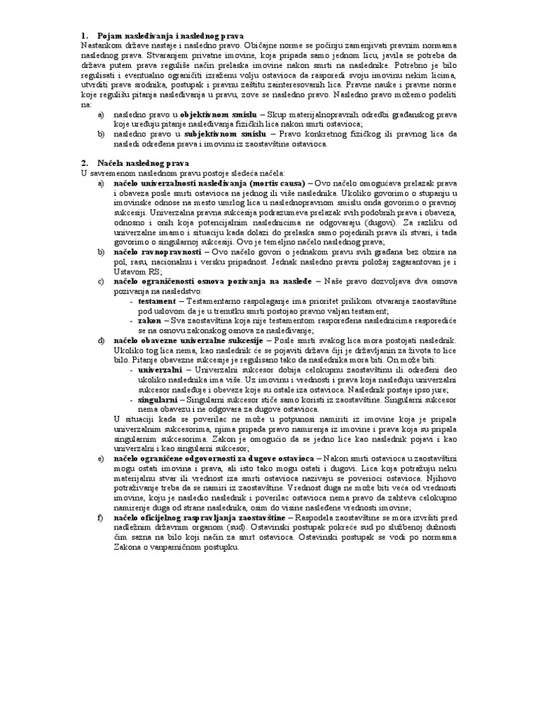 Nasledno Pravo - Ispit | PDF