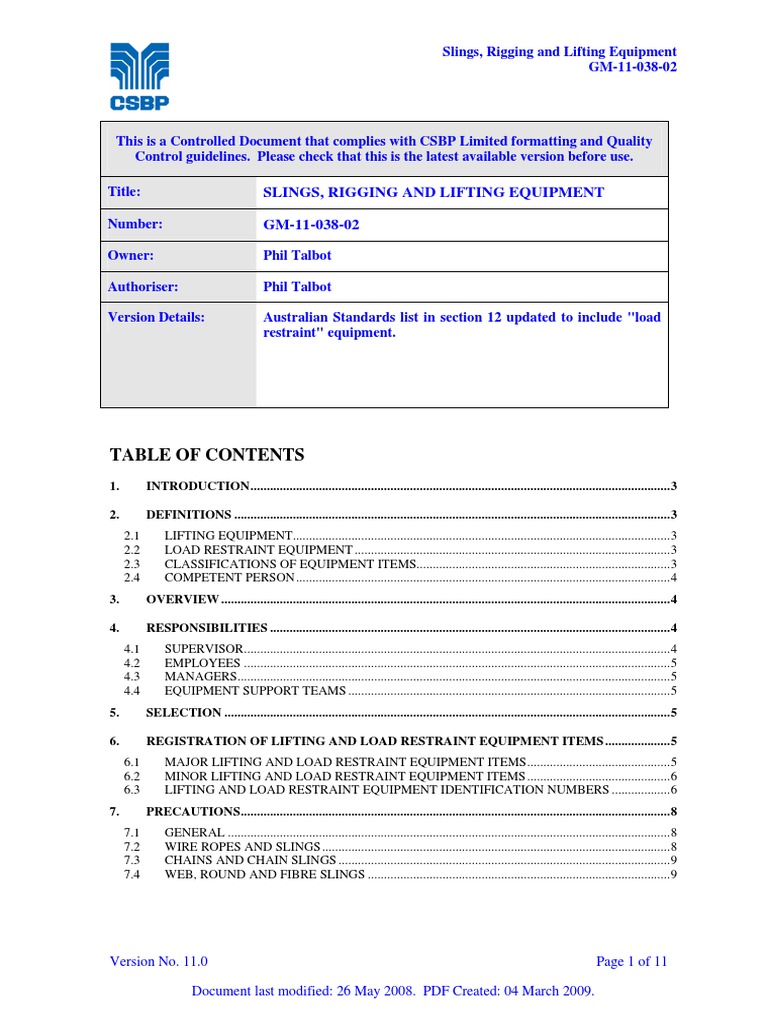 Slings, Rigging and Lifting Equipment | PDF | Elevator | Rope