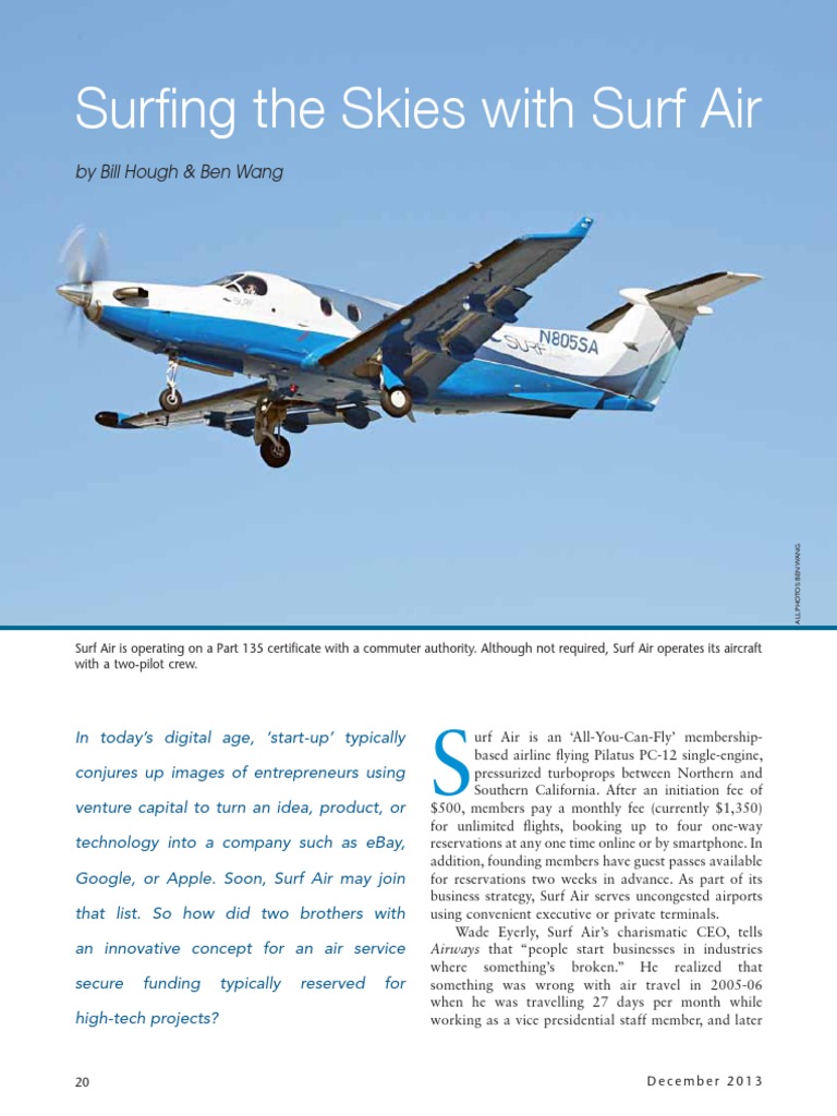 Surf Air: Innovative Membership Airline | PDF | Venture Capital ...