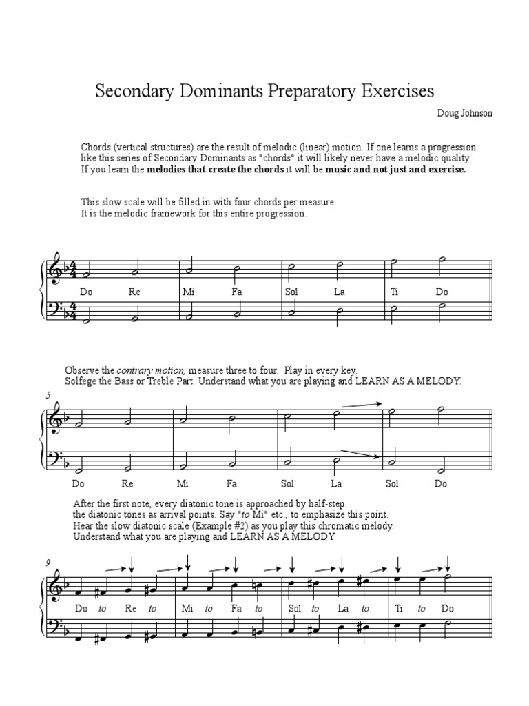Secondary Dominants Preparatory Exercises | PDF | Chord (Music ...