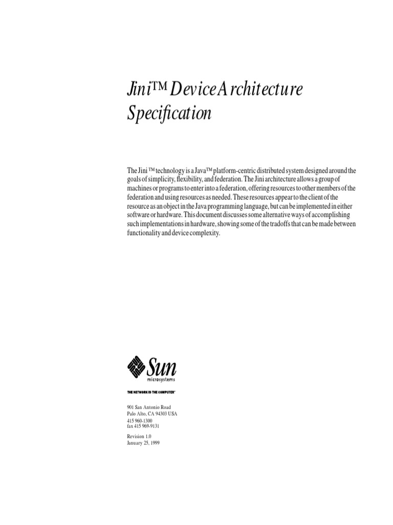 Jini Device Architecture Specification | PDF | Java Virtual Machine ...