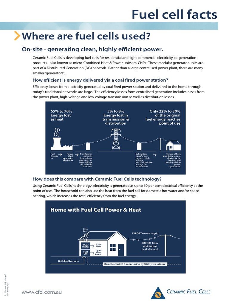 Fuel Cell Facts: Where Are Fuel Cells Used? | PDF