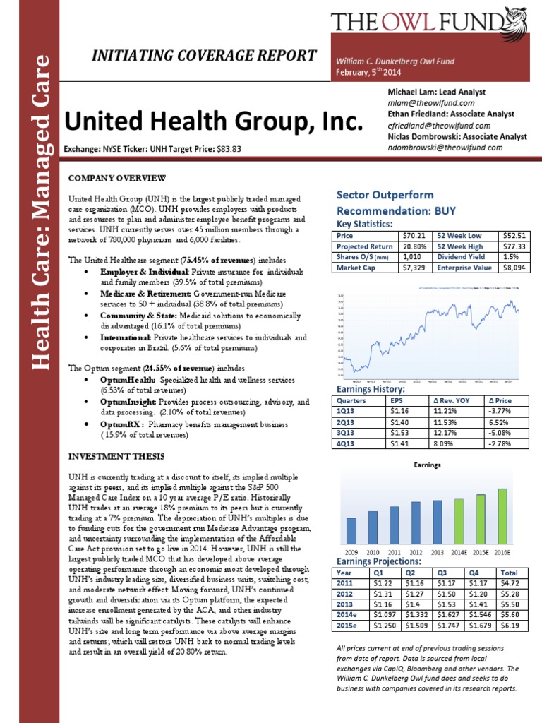 UnitedHealth Group, Inc. Initiating Coverage Report | PDF | Patient ...