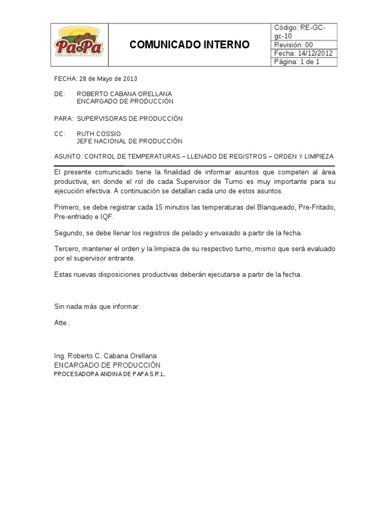 Comunicado Interno | PDF