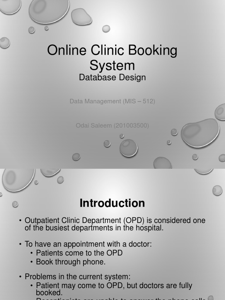 Online Clinic Appointment System Design | PDF | Database Design | Databases