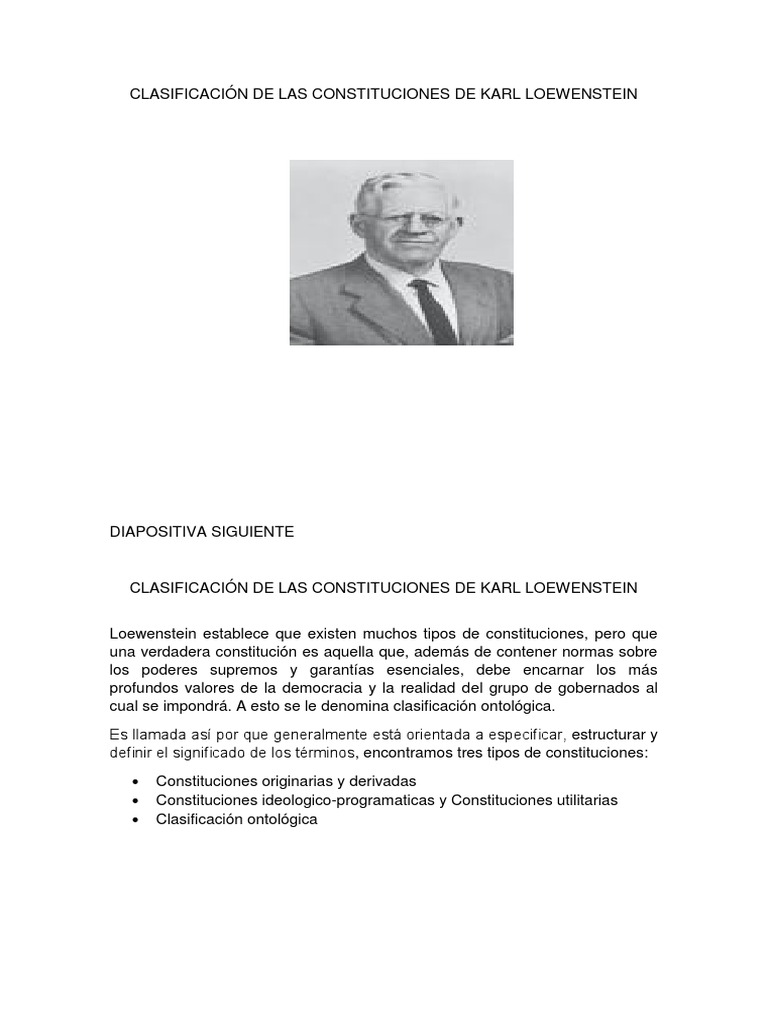 Clasificación de Las Constituciones de Karl Loewenstein | PDF ...