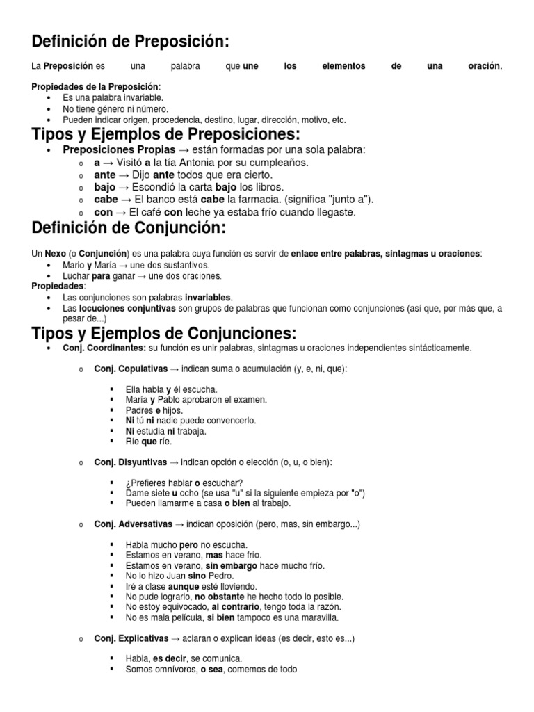 Definición de Preposición | PDF | Verbo | Oración (Lingüística)