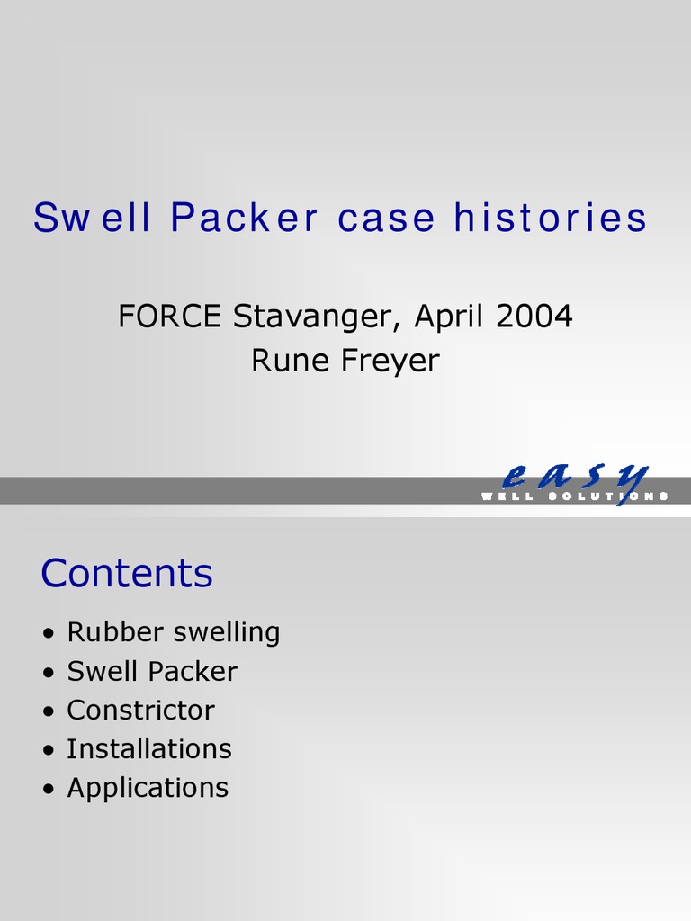 Swell Packer Case Histories | PDF | Casing (Borehole) | Chemical ...