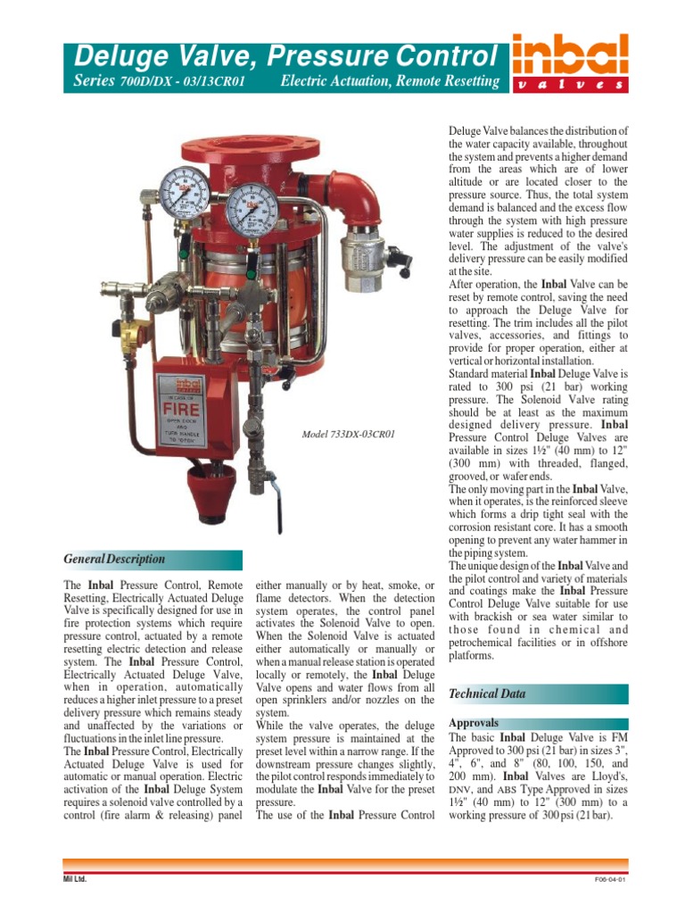 Inbal - Deluge Valve Pressure Control 03-13 CR01 | PDF | Valve | Fire ...