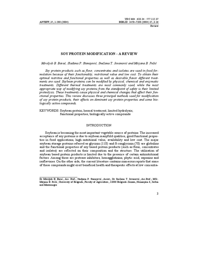Soy Protein Modification-A Review | PDF | Soybean | Proteolysis