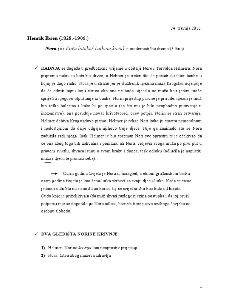 Henrik Ibsen - Nora | PDF