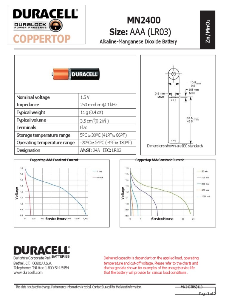 AAA Alkaline Battery Specifications | PDF