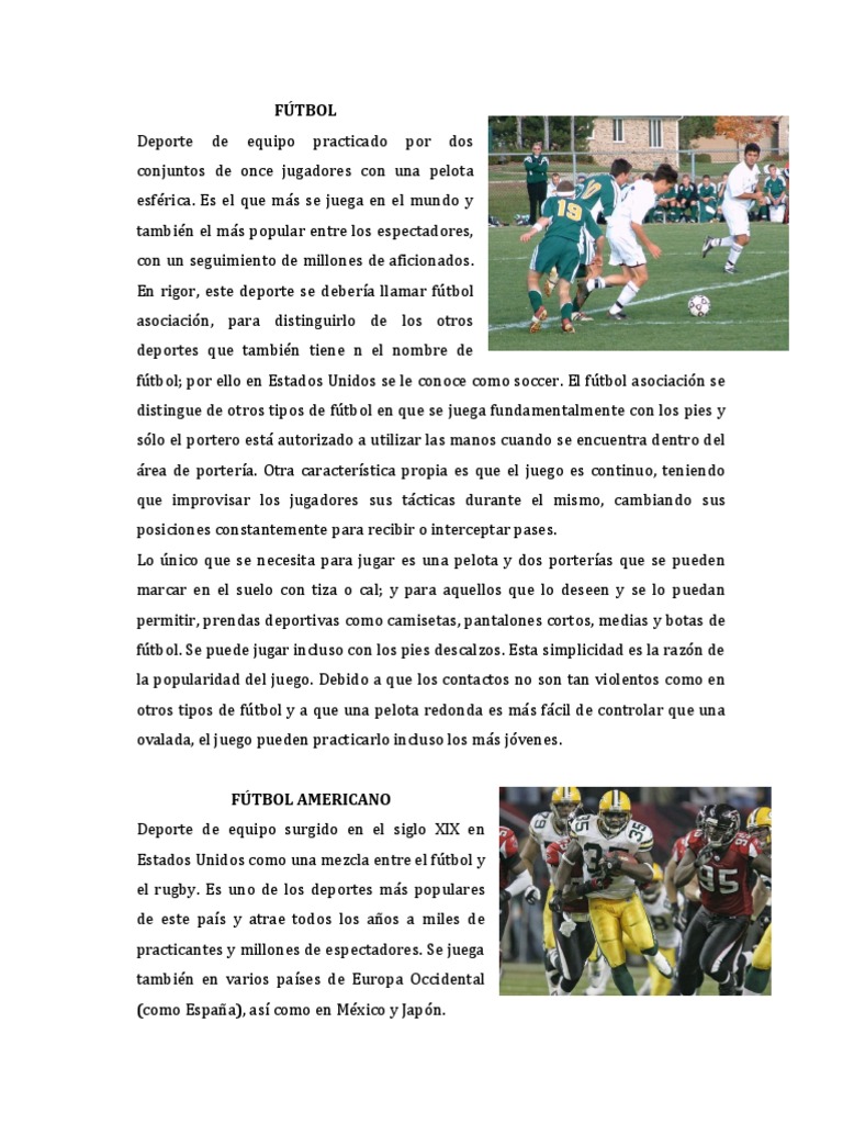 5 Tipos De Deportes Pdf Asociación De Futbol Natación Deporte
