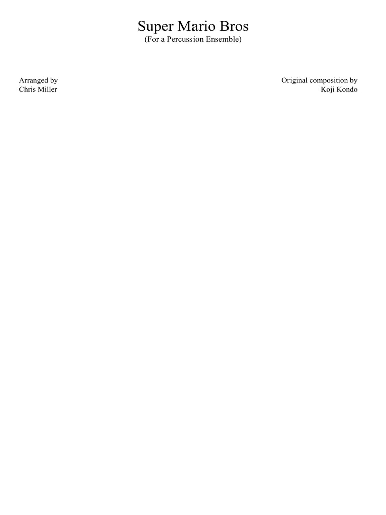 Super Mario Bros Percussion Arrangement | PDF | Sound | Performing Arts