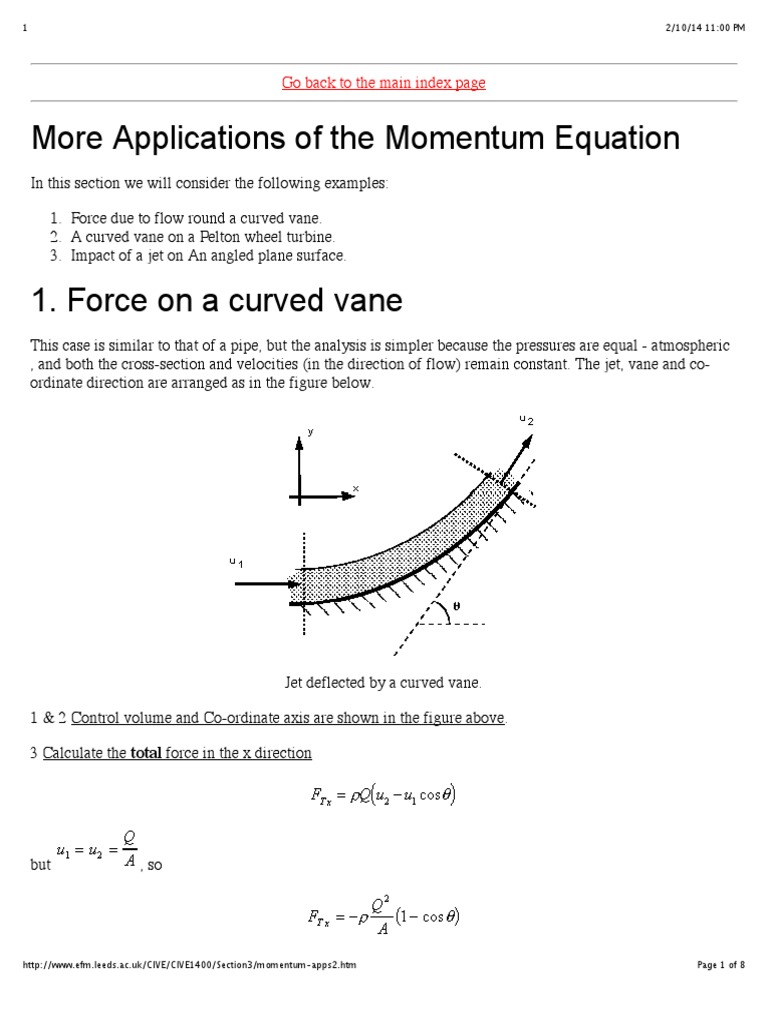 More Applications of The Momentum Equation | PDF | Jet Engine | Force