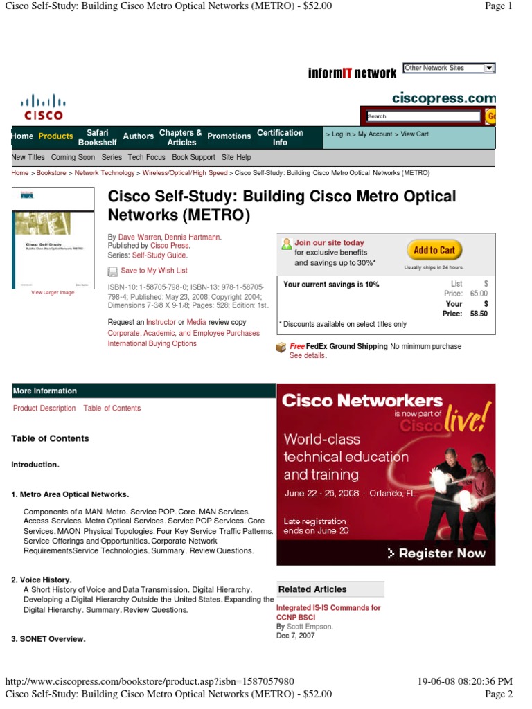 Cisco Study - Building Cisco Metro Optical Networks (METRO) - $ | PDF | Computer Network | Data ...
