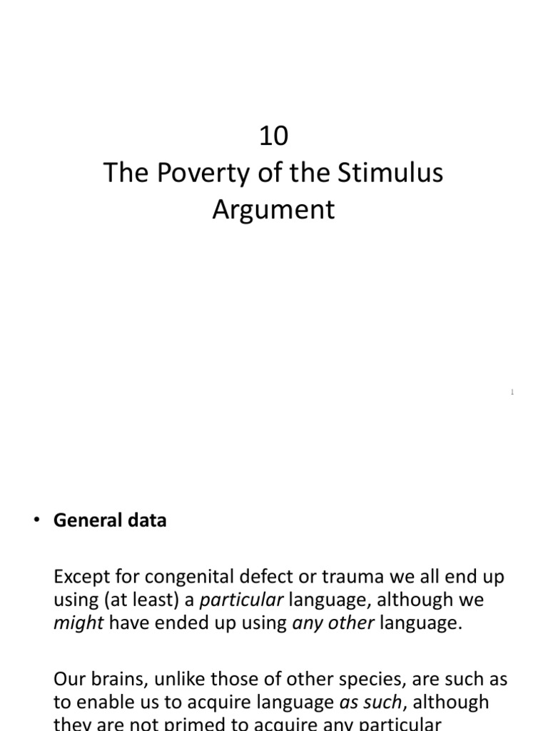 10 The Poverty of The Stimulus Argument | PDF | Language Acquisition | Semantics