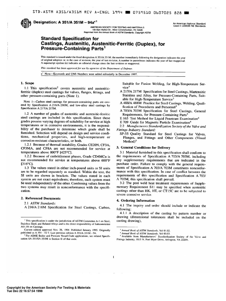 Astm A351 | PDF | Copyright Law | Law