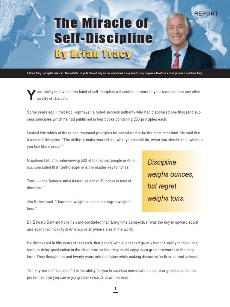 Brian Tracy - The Miracle of Self Discipline | PDF | Career & Growth ...