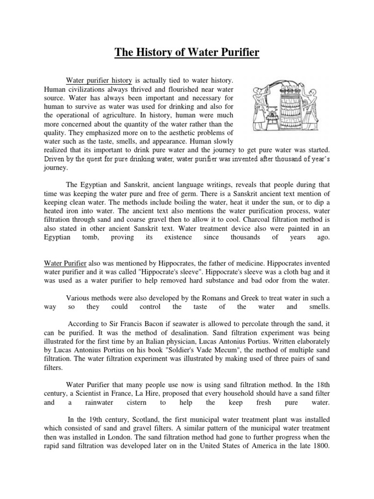 The History of Water Purifier | PDF | Water Purification | Filtration