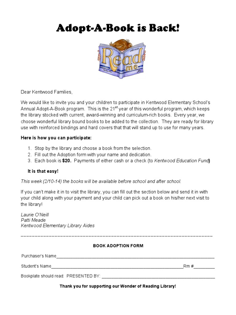Kentwood's Adopt-A-Book Program 2023 | PDF