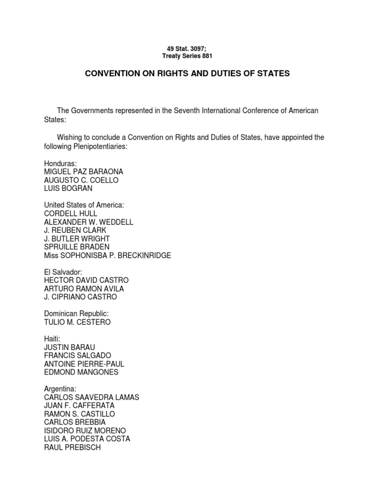Montevideo Convention on State Rights | PDF | Treaty | Ratification