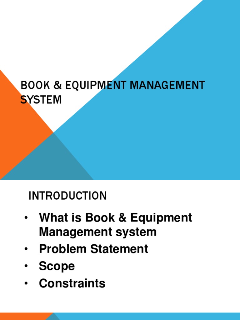 Book & Equipment Management System Guide | PDF