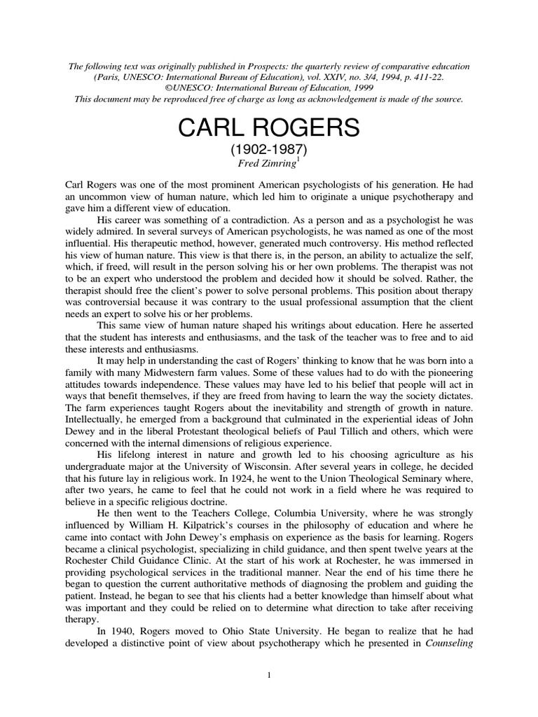 C Rogers Freedom To Learn | PDF | Psychotherapy | Empathy