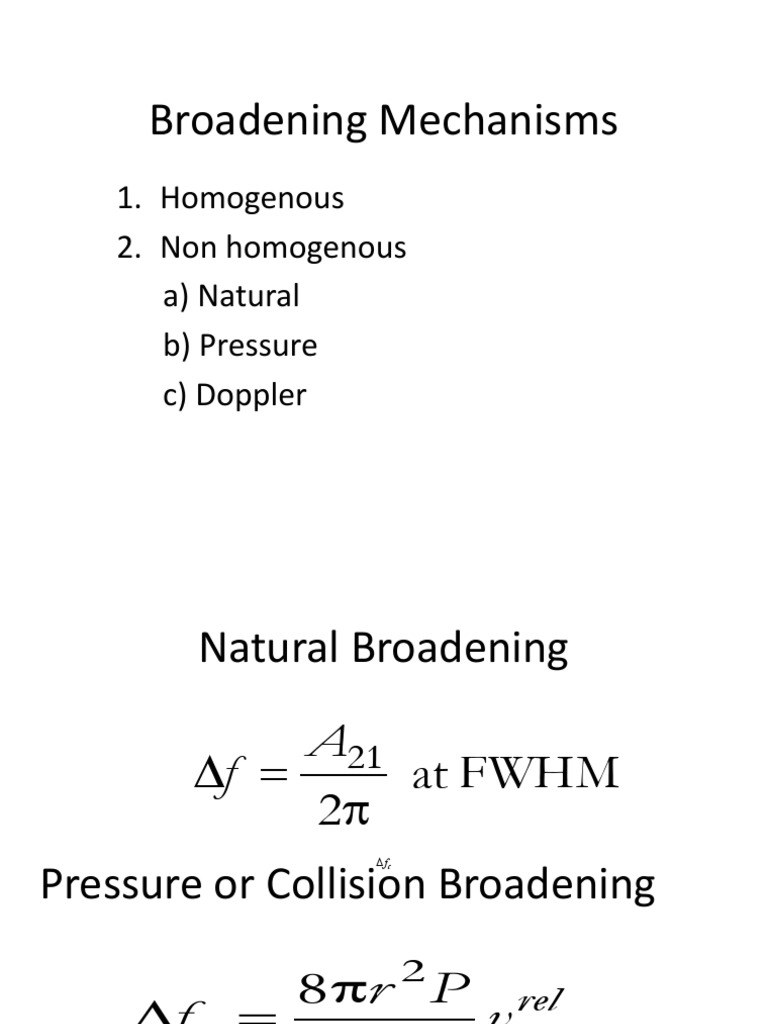 Broadening Mechanisms Explained | PDF | Teaching Methods & Materials ...