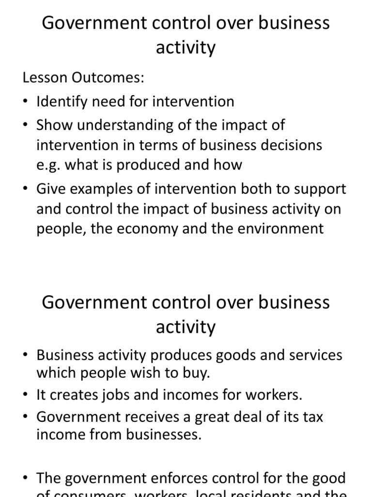 19 - Government Control Over Business Activity | PDF | Employment ...