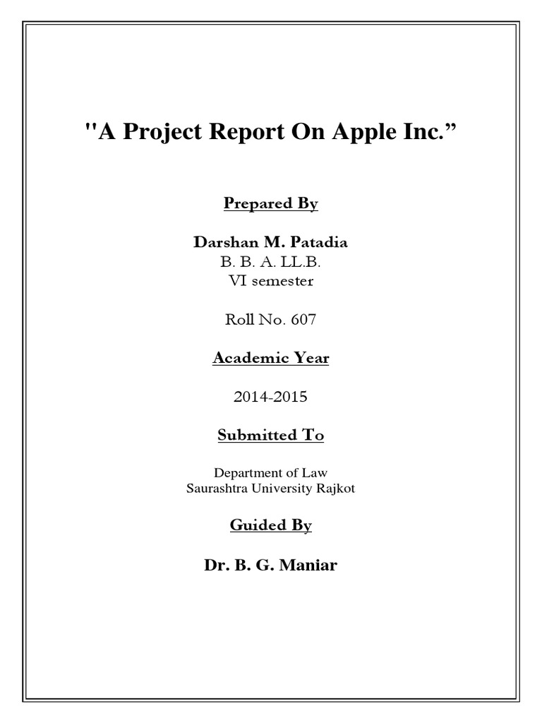 Apple Project - Darshan Patadia | PDF | I Phone | Apple Inc.