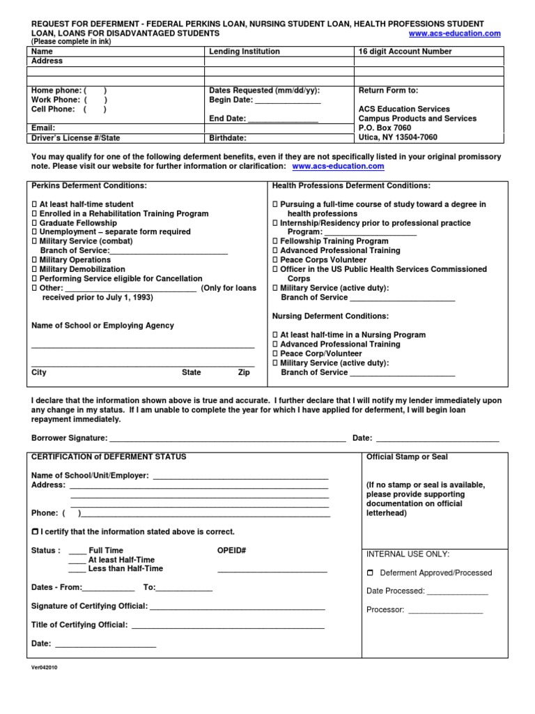 Cps Deferment Form | PDF | Student Loan | Loans