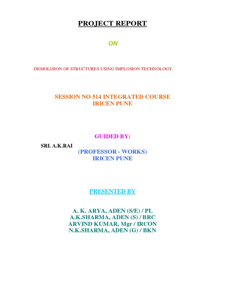 Demolition of Structure Using Implosion Technology | PDF | Demolition ...
