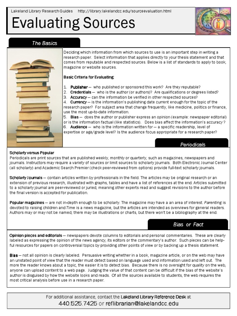 Evaluating Sources for Research Papers | PDF | Social Science | Computers