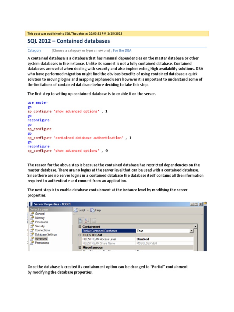Sql 2012 Contained Databases A Quick Solution For Migration And Ha