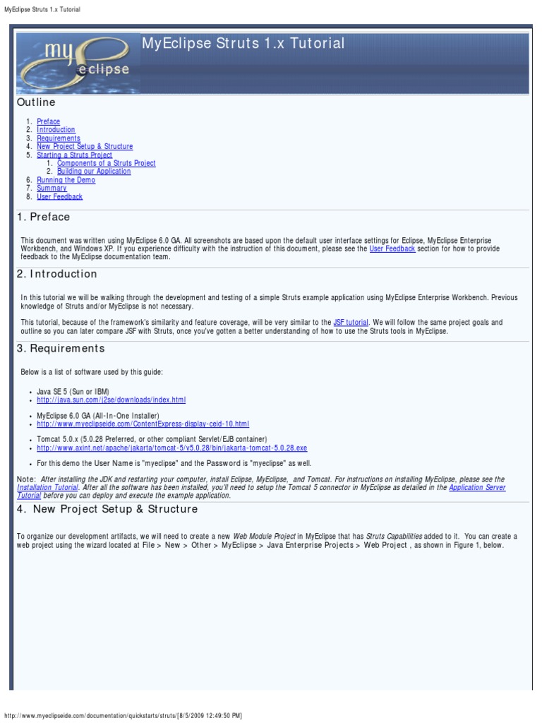 MyEclipse Struts 1.x Tutorial | PDF | Java Server Pages | Html