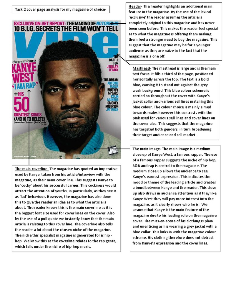 Vibe Magazine Cover Analysis | PDF | Hip Hop Music | Kanye West