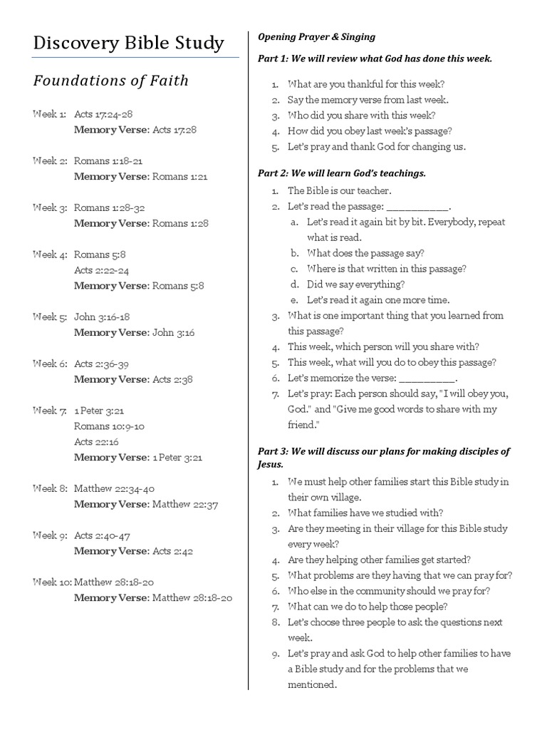 Discovery Bible Study - Foundations of Faith | PDF